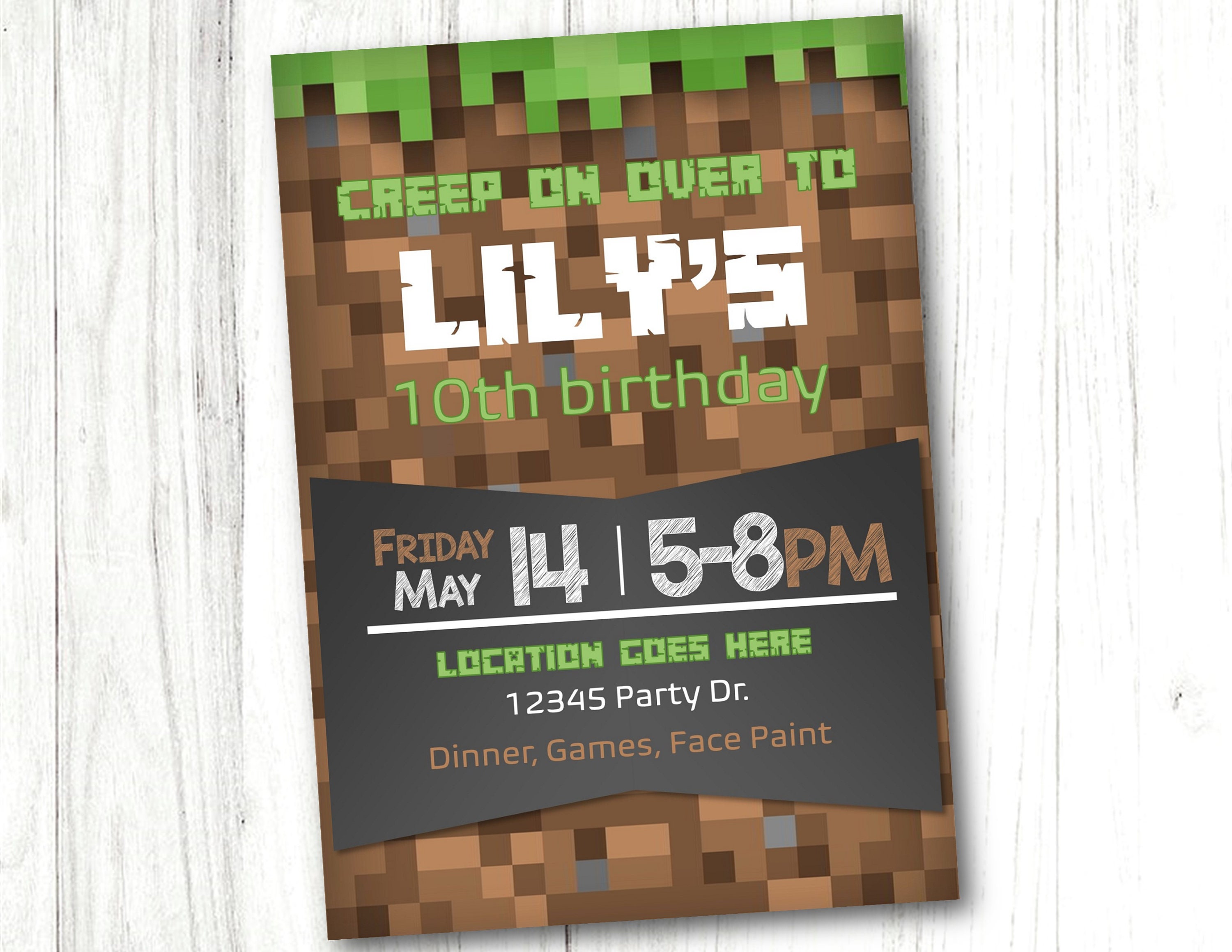 Minecraft Birthday Invitations
