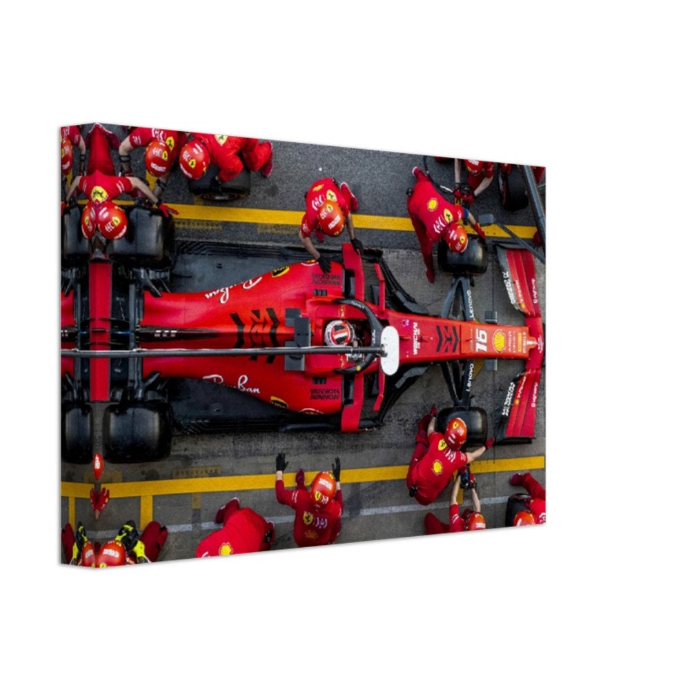 Ferrari F1 Canvas Overhead Pit Stop View of Ferrari Racing Car, Wall ...