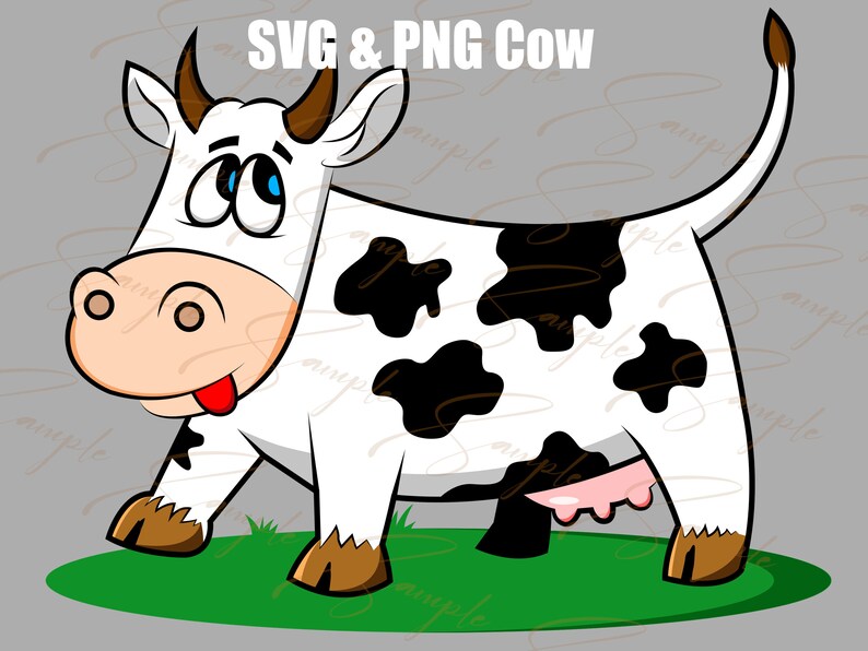Cow Cartoon for Cricut, Single Comic Cow, Farm Animal Drawing, PNG and ...