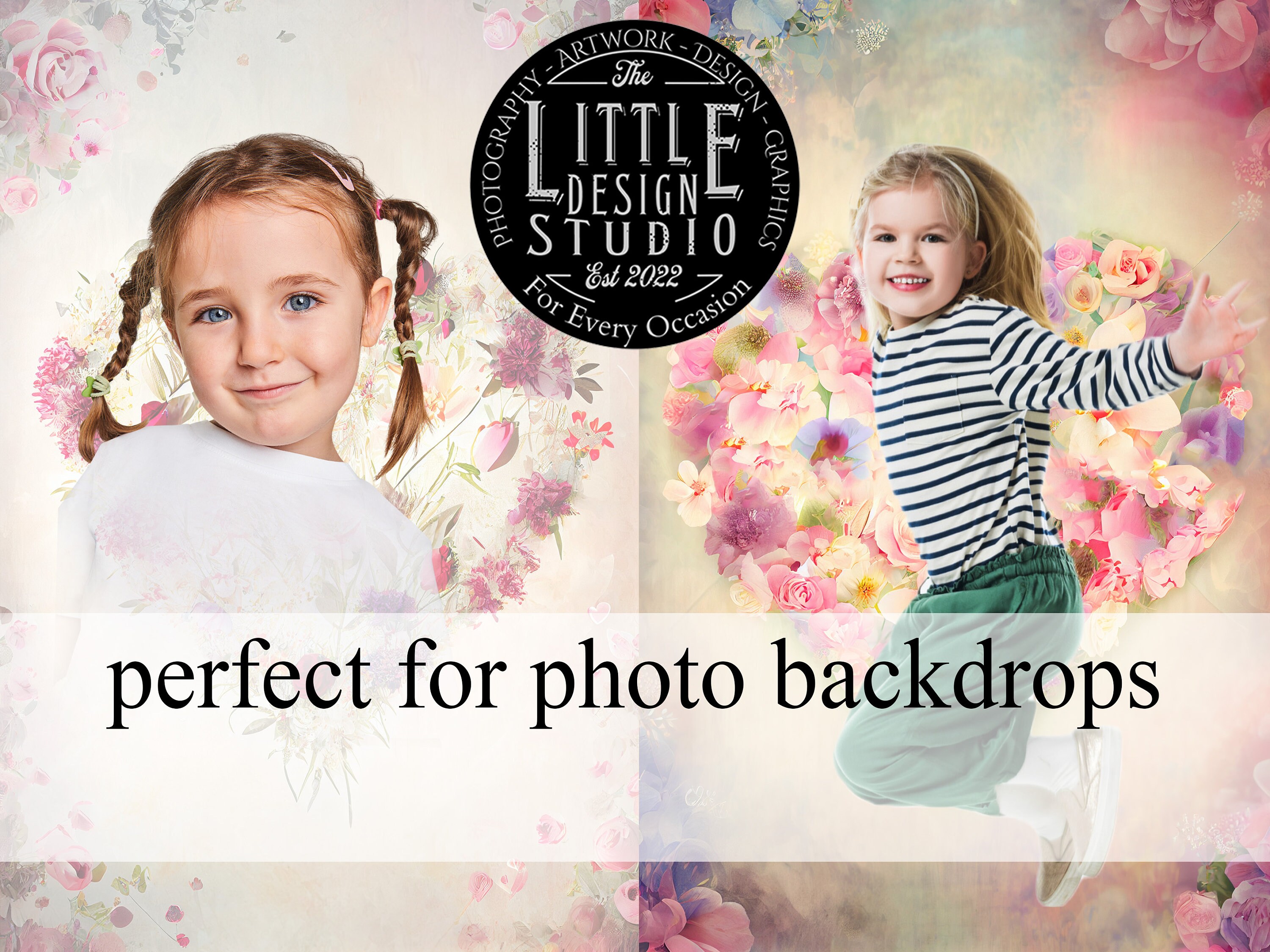 Floral Heart Texture Backdrop Overlays, 12 Digital Floral Overlays ...