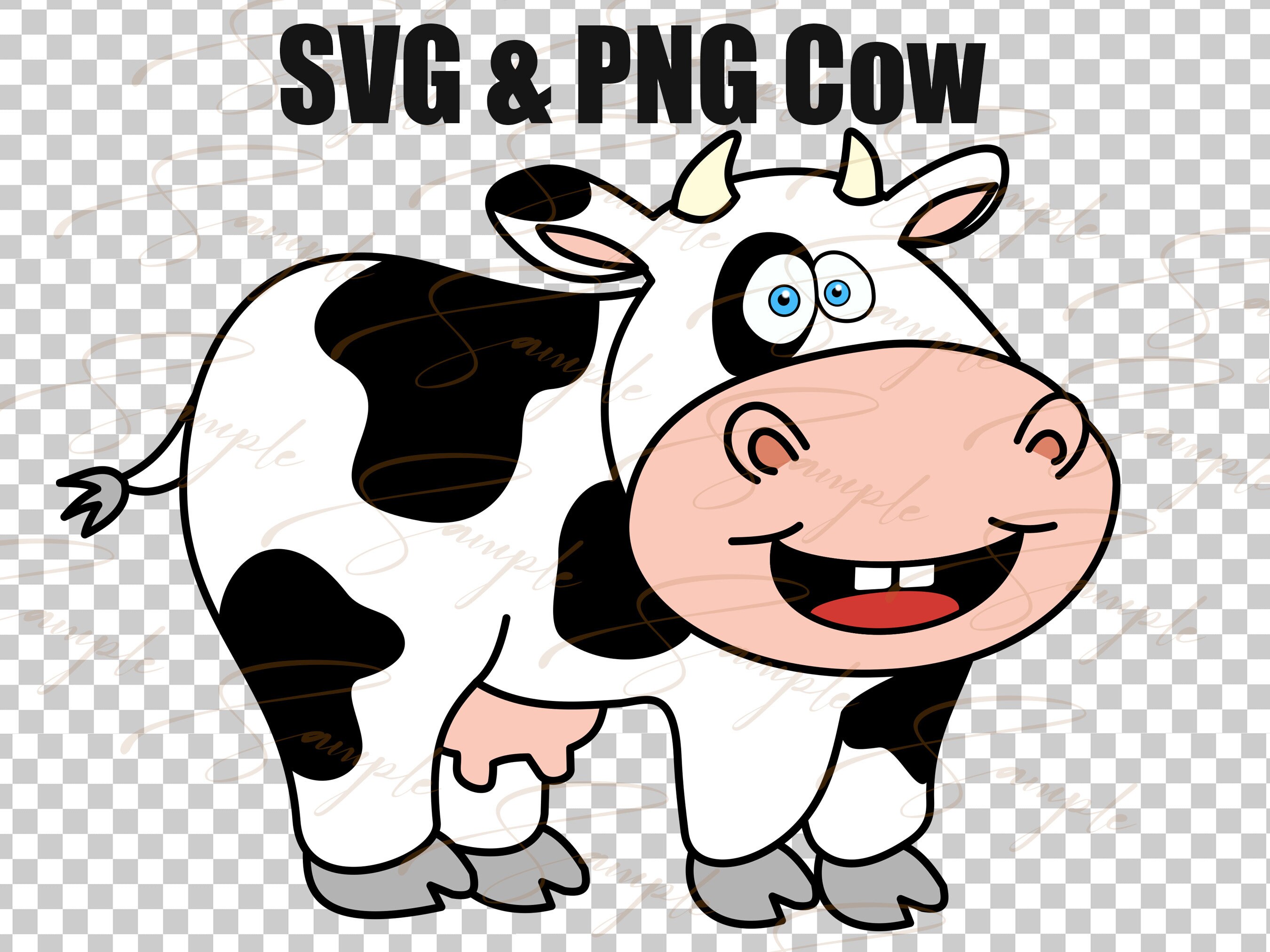 Cow Cartoon for Cricut Single Comic Cow Farm Animal Drawing - Etsy