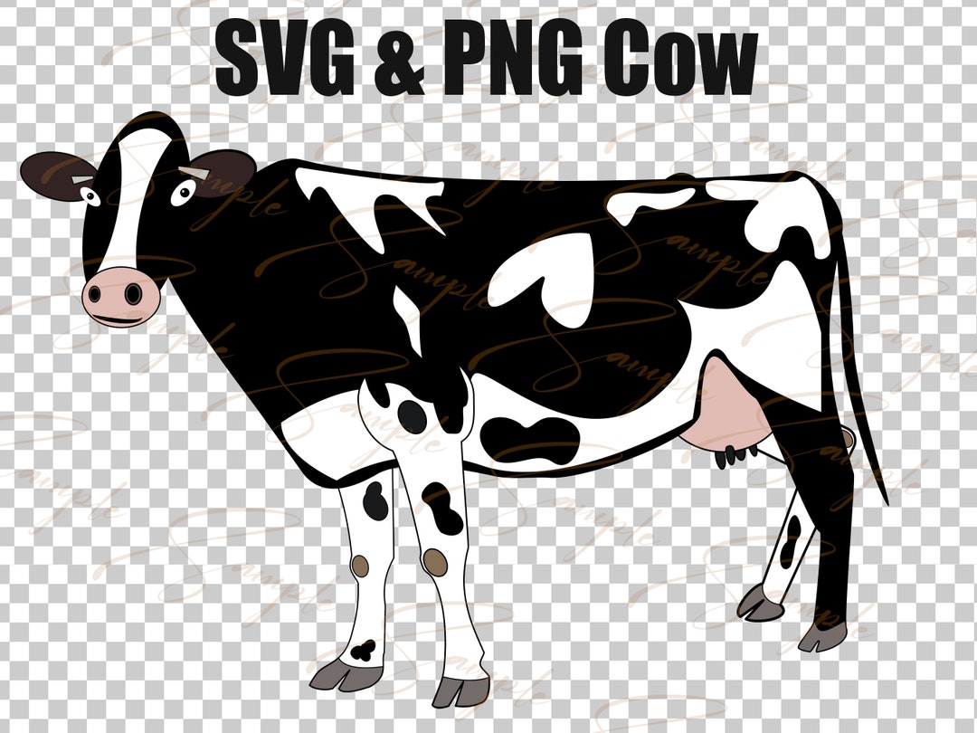 Cow Cartoon for Cricut, Single Comic Cow, Farm Animal Drawing, PNG and ...
