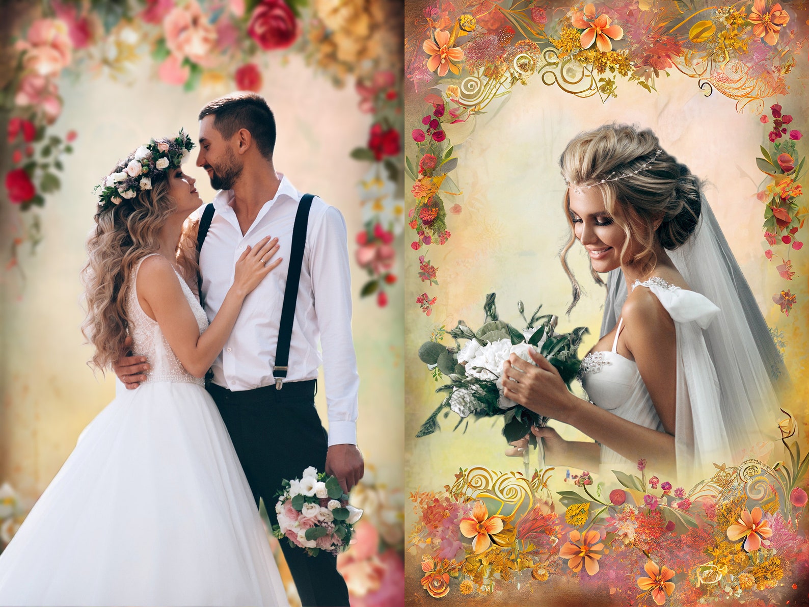 Floral Border Backdrop Overlays, 16 Digital Floral Overlays, Children ...