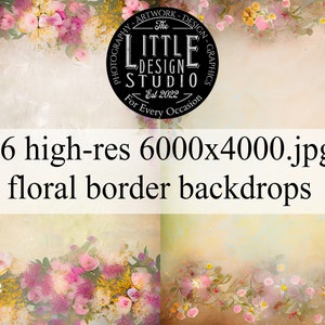 Floral Border Backdrop Overlays, 16 Digital Floral Overlays, Children ...