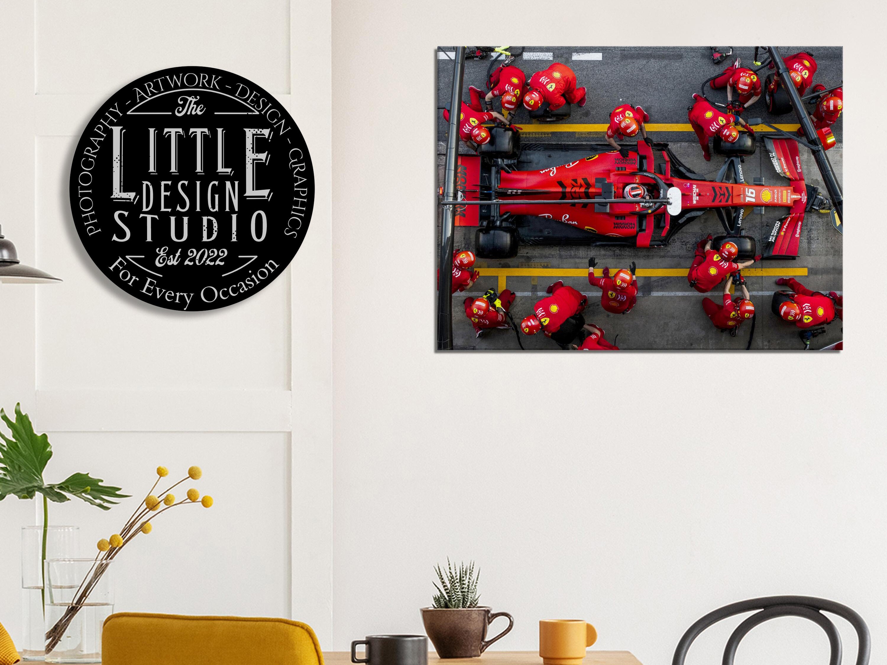 Ferrari F1 Canvas Overhead Pit Stop View of Ferrari Racing Car, Wall ...