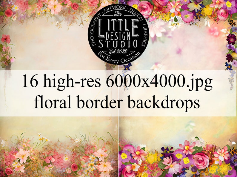 Floral Border Backdrop Overlays 16 Digital Floral Overlays - Etsy