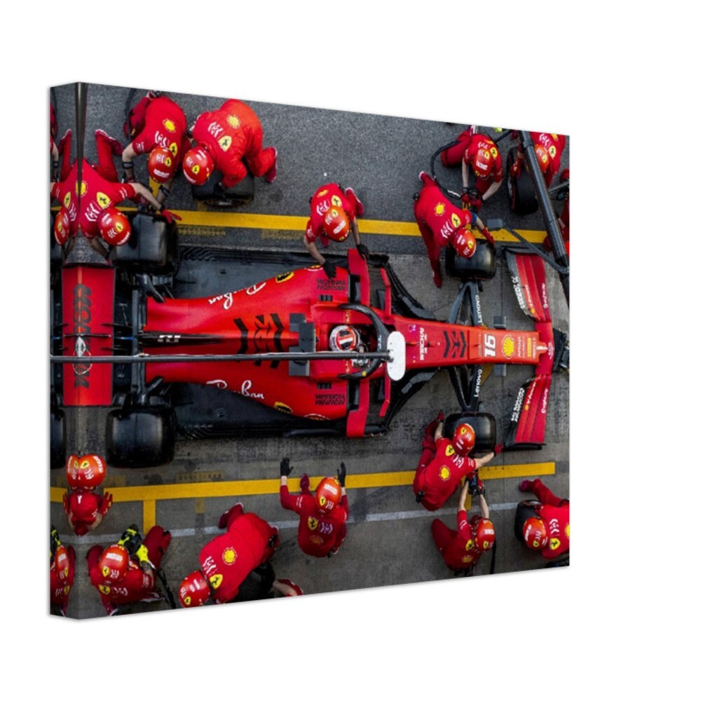 Ferrari F1 Canvas Overhead Pit Stop View of Ferrari Racing Car, Wall ...
