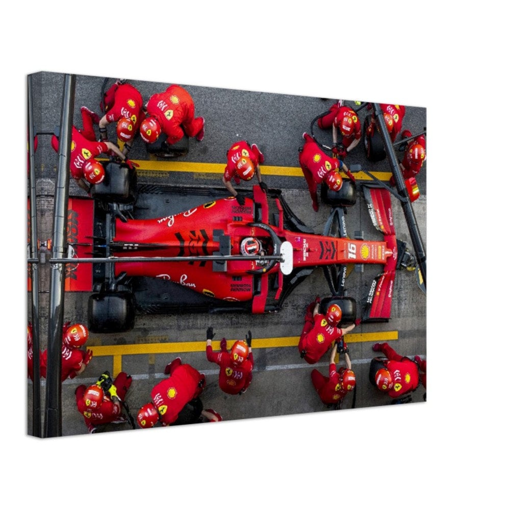 Ferrari F1 Canvas Overhead Pit Stop View of Ferrari Racing Car, Wall ...
