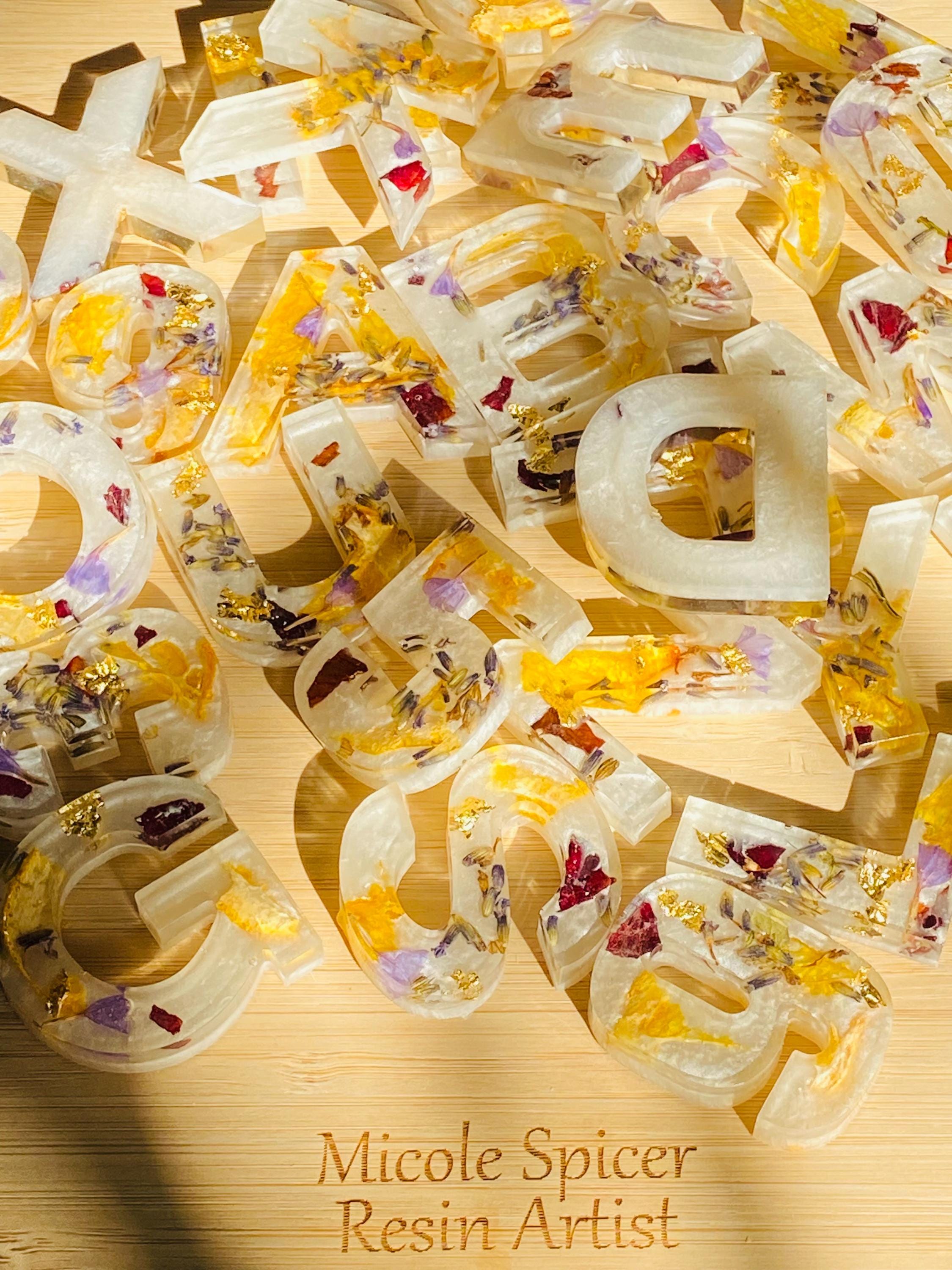 Resin Alphabet and Numbers Set: Gold Leaf & Dried Flowers, Sensory ...
