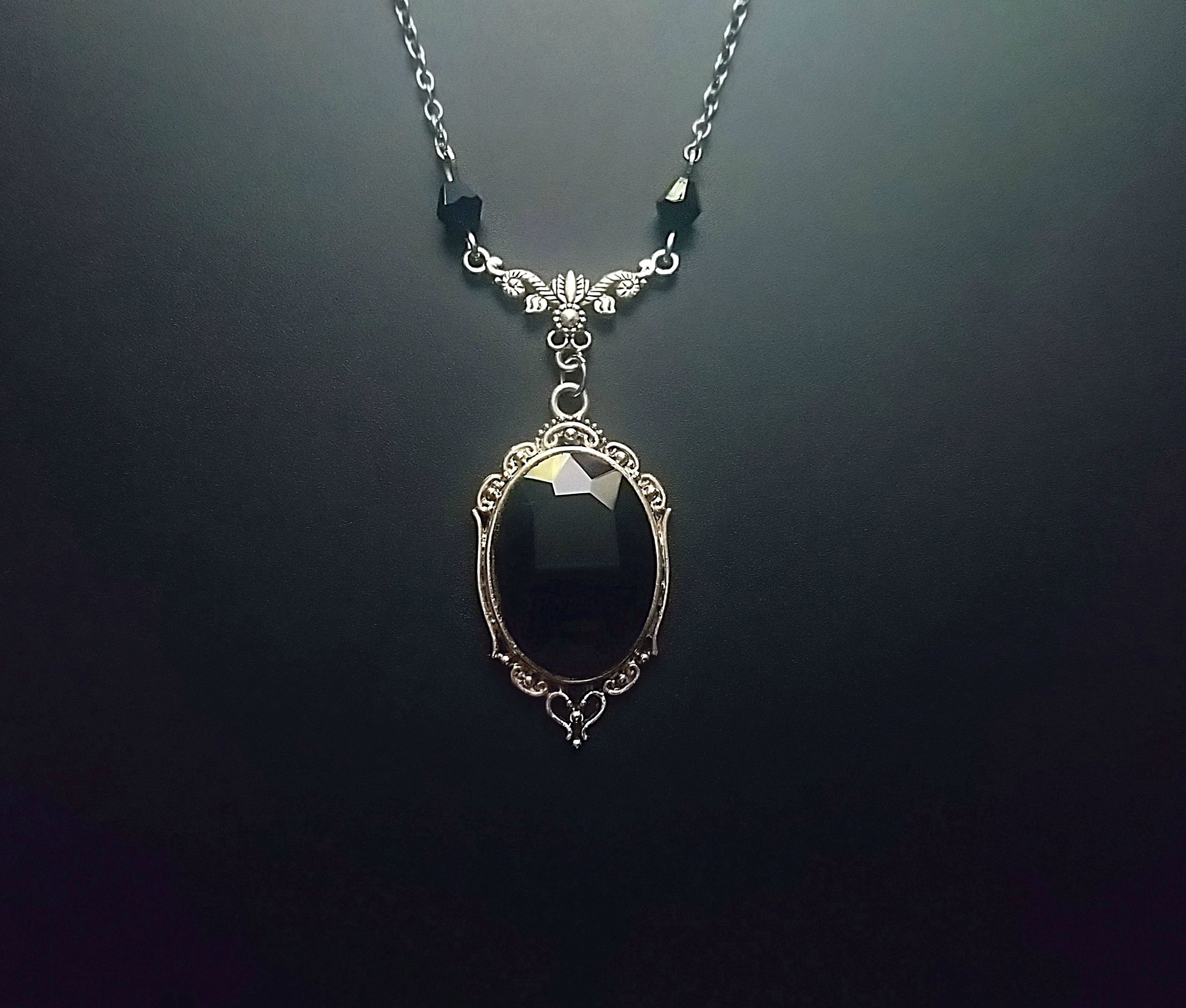 Victorian Black Cameo Necklace Classical Gothic Necklace - Etsy