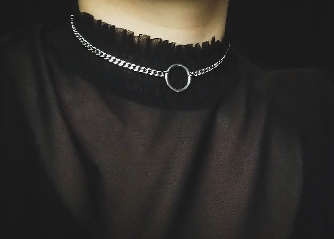 Stainless Steel O-ring Choker, Stainless Steel Curb Chain Necklace ...