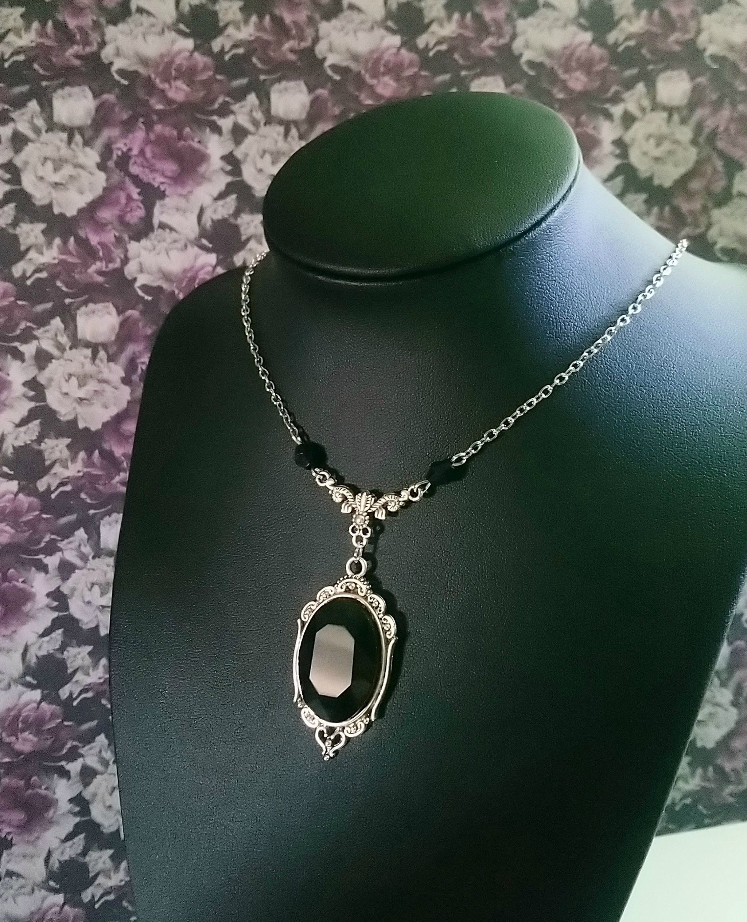 Victorian Black Cameo Necklace Classical Gothic Necklace - Etsy