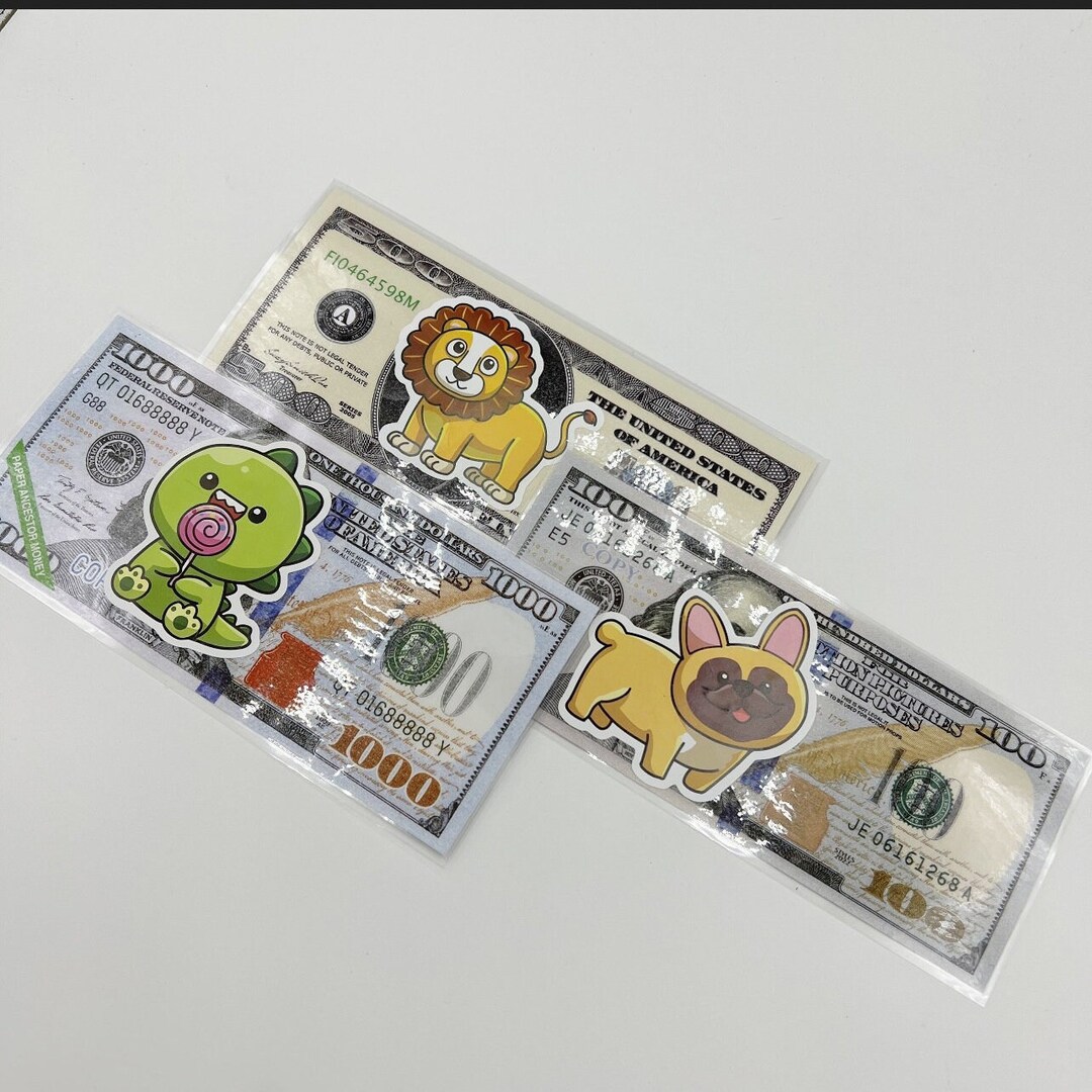 Cute Animal Theme Cash Placeholders, 100 500 1000, Prop, Budgeting ...