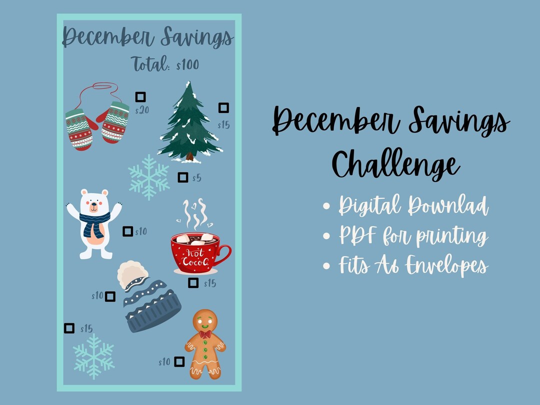 December Savings Challenge, Cash Stuffing, Cash Budgeting, Digital ...