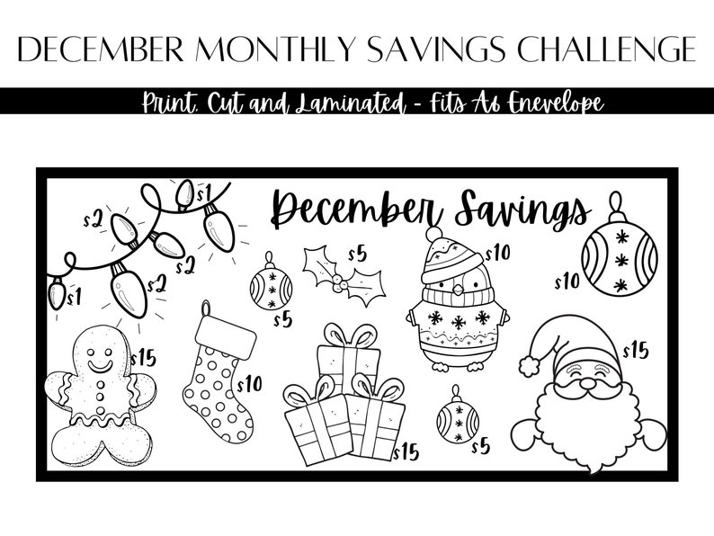 December Savings Challenge Laminated Reusable Color Savings - Etsy