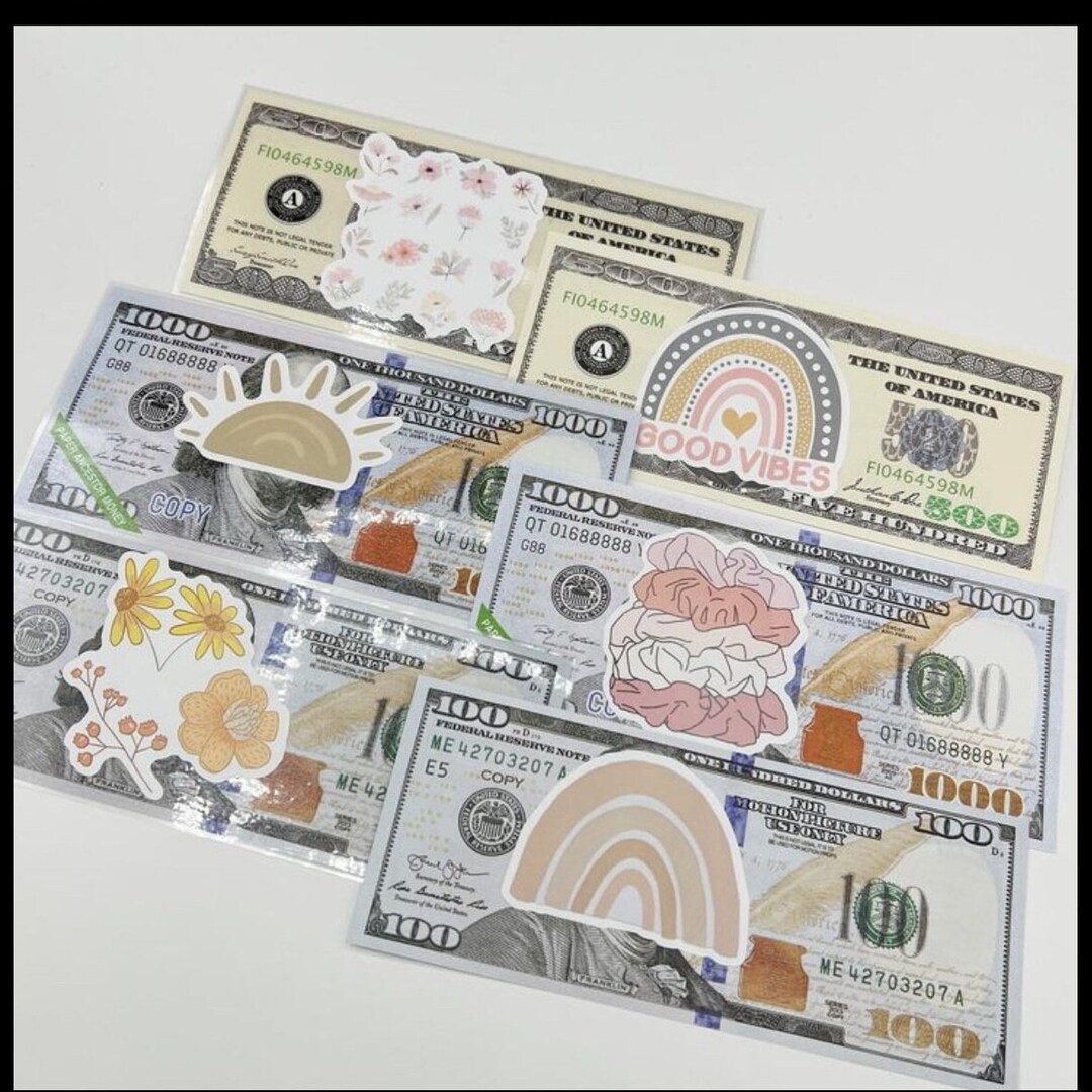 Boho Theme Placeholders, 100 500 1000, Prop, Budgeting, Cash Stuffing ...