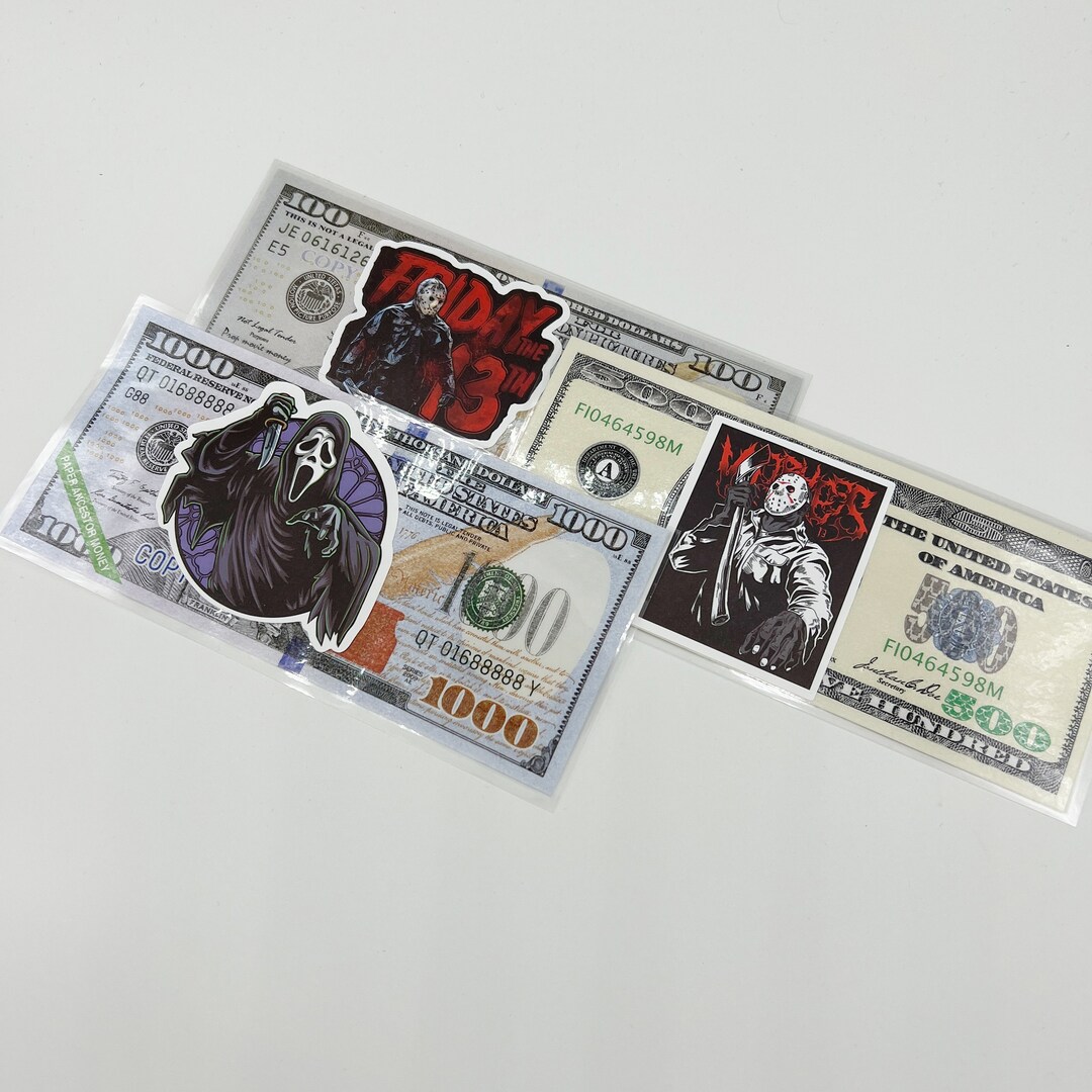 Horror Character Halloween Money Placeholders, Prop Money, 100 500 1000 ...