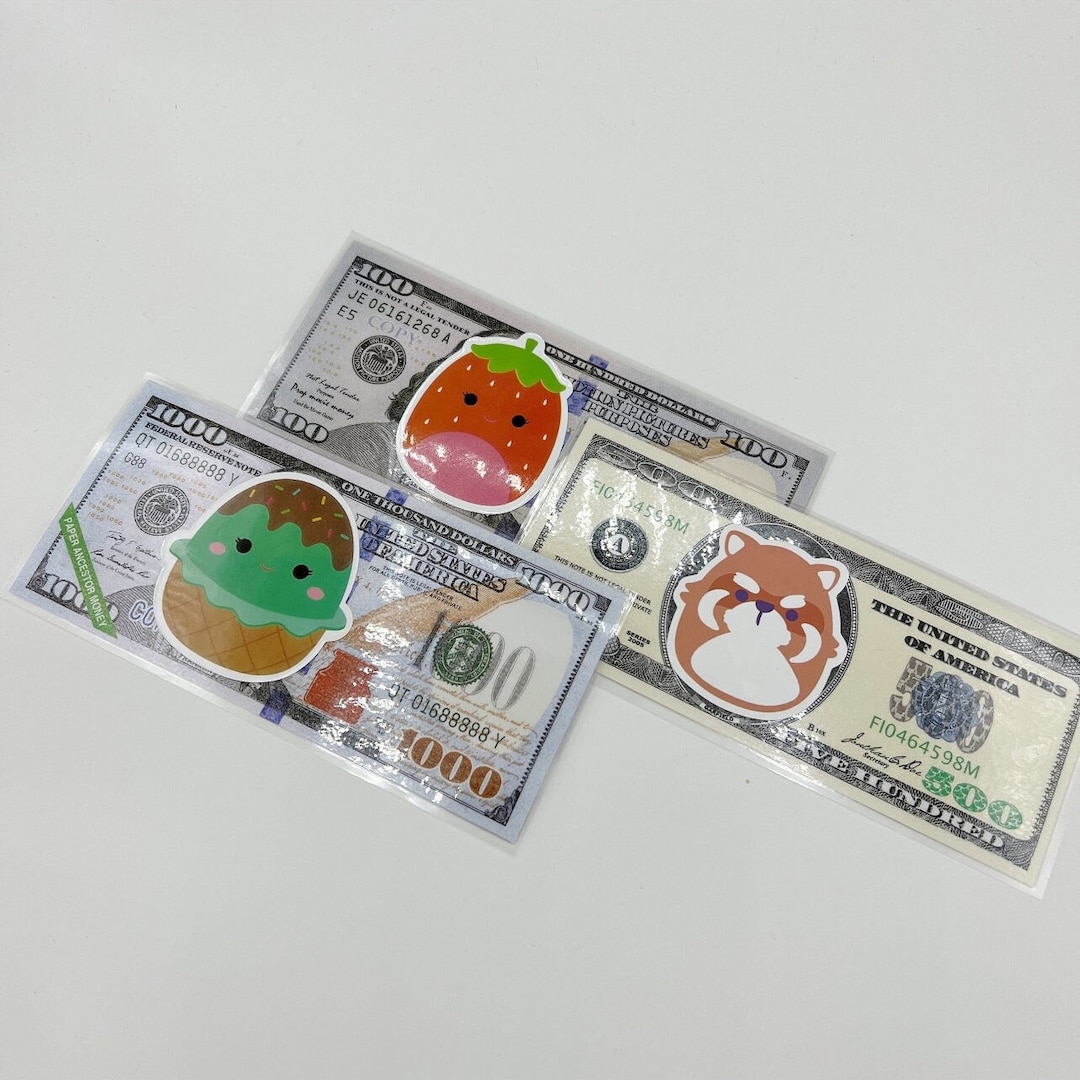 Squishmallow Theme Cash Placeholders, 100 500 1000, Prop, Budgeting ...