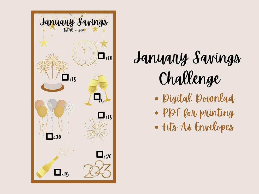 January Savings Challenge, Cash Stuffing, Cash Budgeting, Digital ...