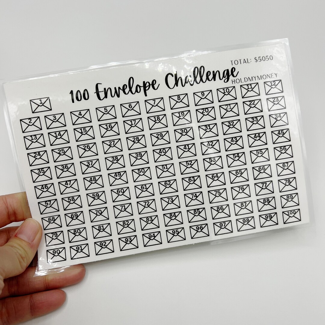 Reusable 100 Envelope Savings Challenge, Cash Stuffing, Cash Envelopes ...