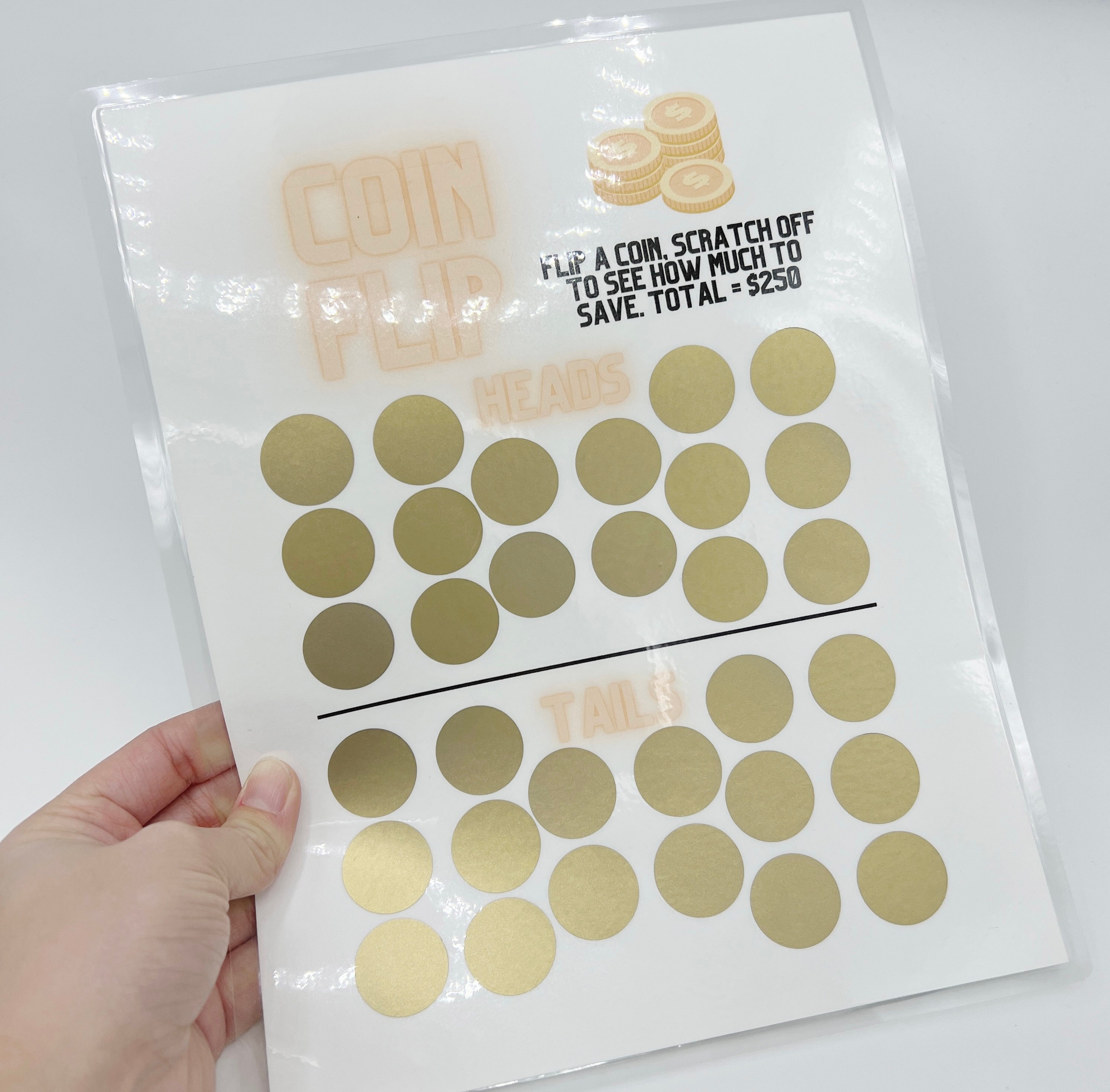 Coin Flip Scratch off Savings Challenge, Cash Envelopes, Cash Stuffing ...