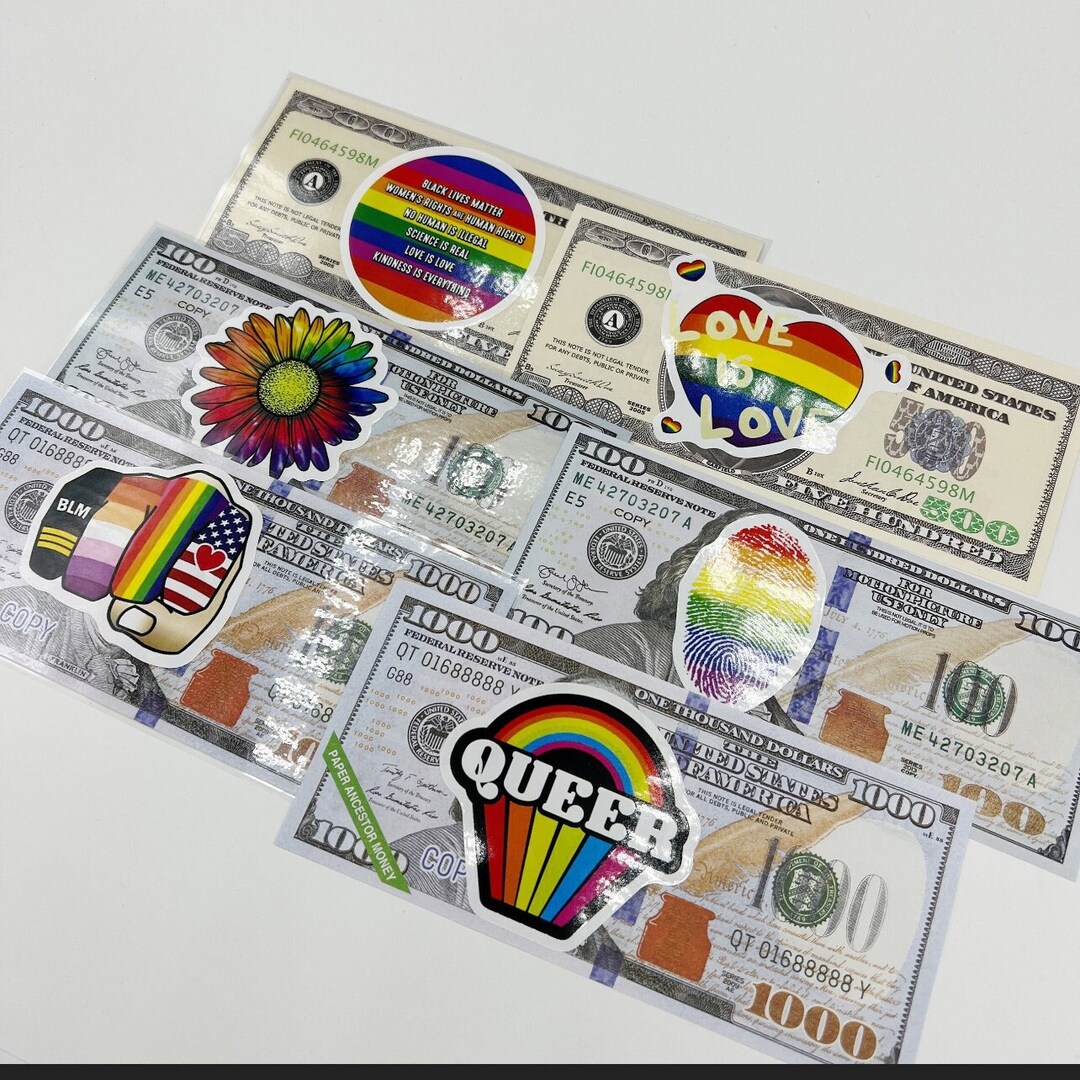 LBGTQ Pride Rainbow Theme Cash Placeholders, 100 500 1000, Prop ...