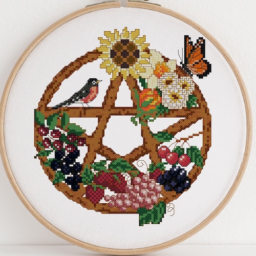 Yule Pentacle Pagan Cross Stitch Pattern - Etsy