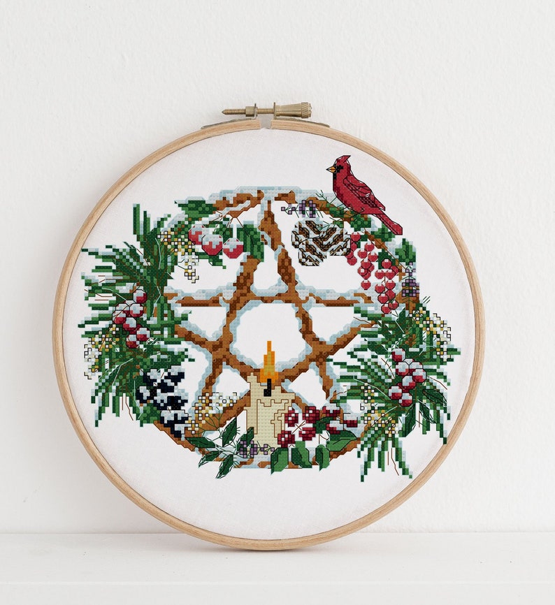 Yule Pentacle Pagan Cross Stitch Pattern | Etsy