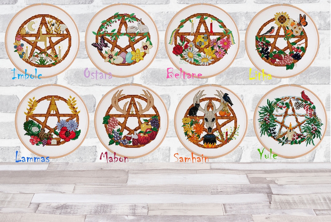 Set of 8 Pentacle Cross Stitch Patterns - Etsy