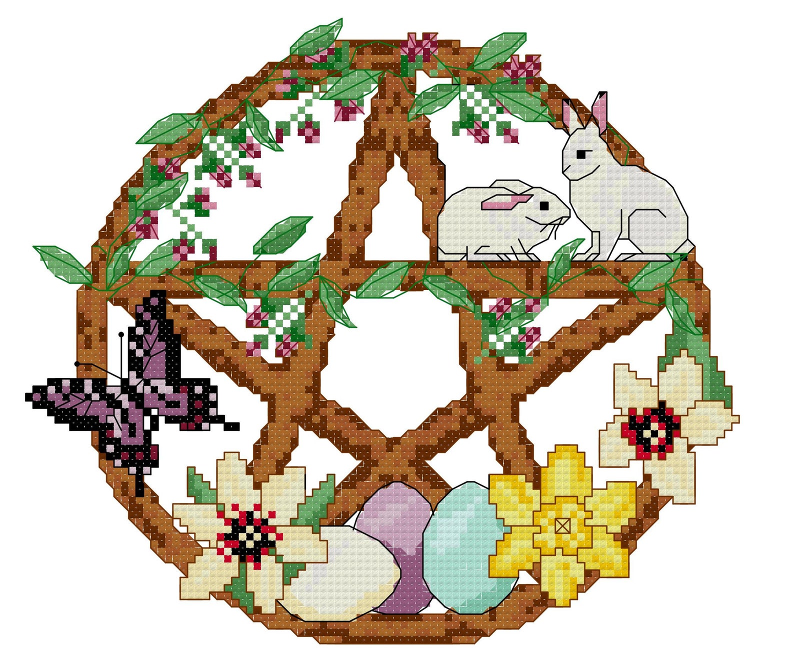 Ostara Pentacle Cross Stitch Pattern - Etsy