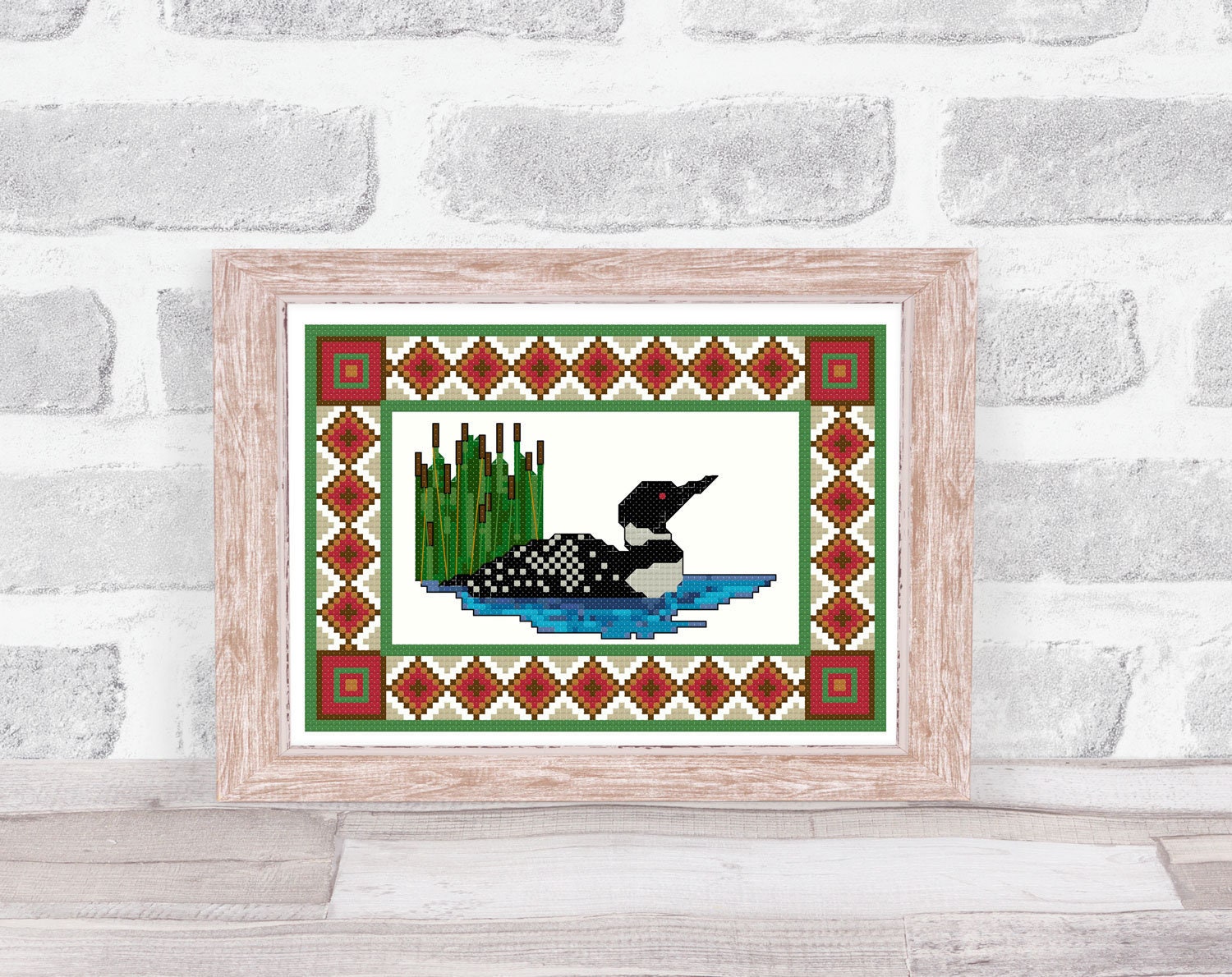 Loon Rustic Cross Stitch Pattern | Etsy