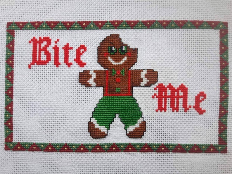 Bite Me Gingerbread Man Cross Stitch Pattern | Etsy