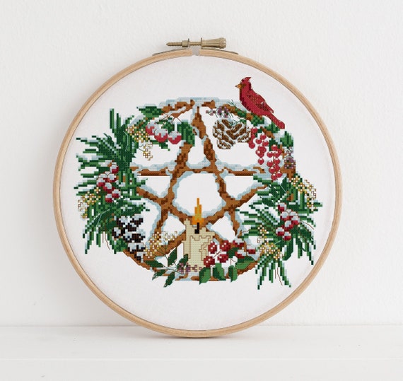 Yule Pentacle Pagan Cross Stitch Pattern - Etsy