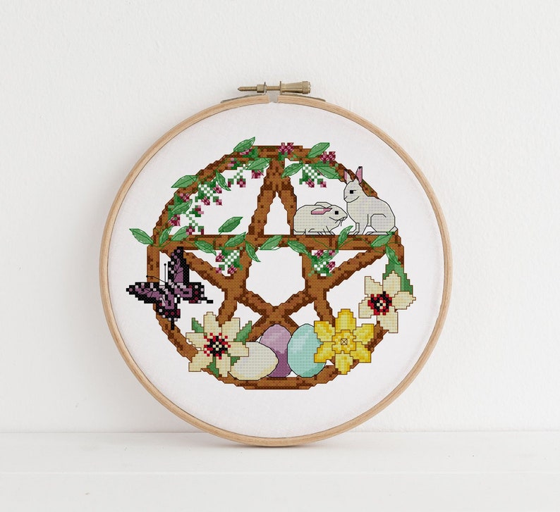 Ostara Pentacle Cross Stitch Pattern - Etsy