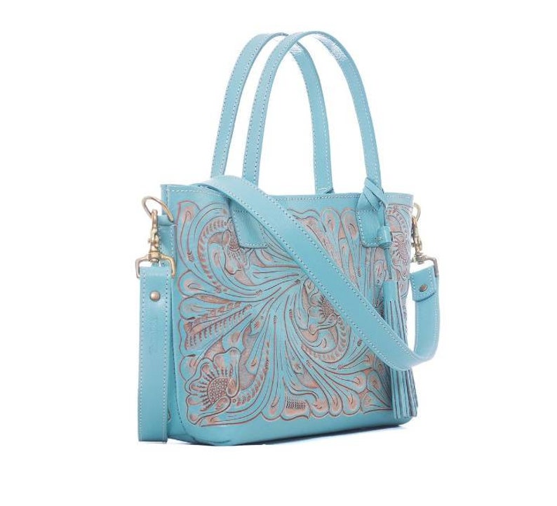 Hand Tooled Bag/leather Bag/turquoise Bag/leather Carved Bag/mexican ...
