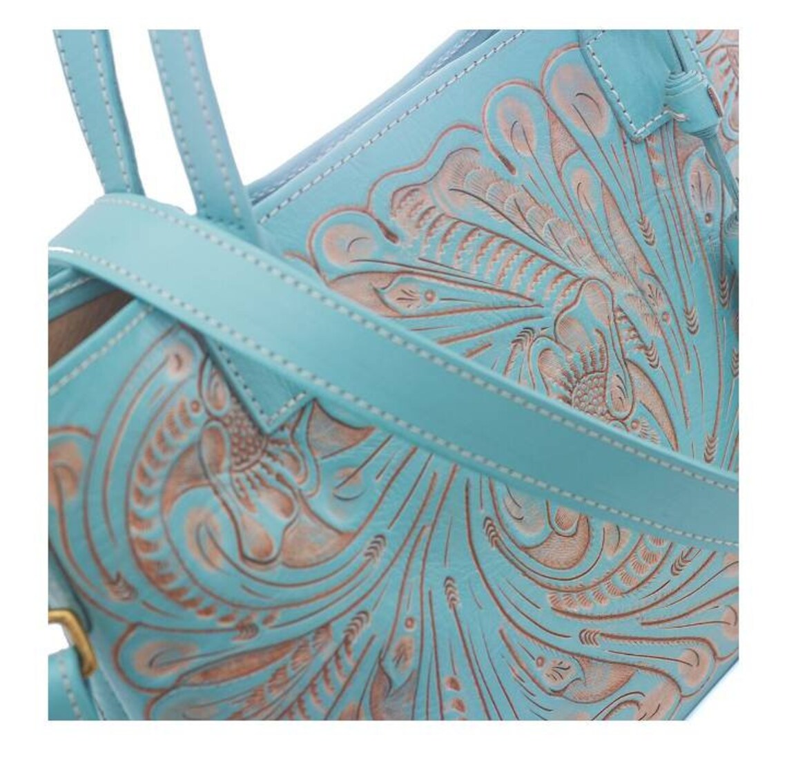 Hand Tooled Bag/leather Bag/turquoise Bag/leather Carved Bag/mexican ...