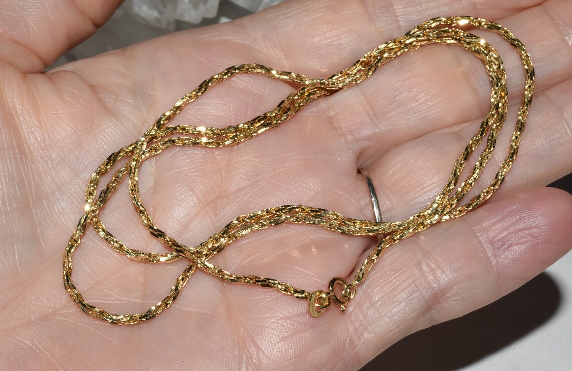 14K Yellow Gold Textured Diamond Cut Chain Necklace 6.4 Grams - Etsy
