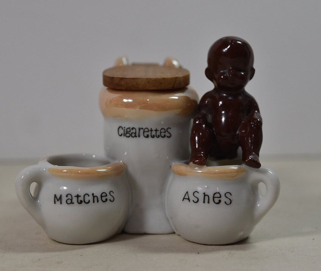 Vintage Blackamoor Baby on Toilet Cigarette Holder Porcelain Japan ...