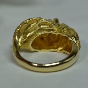 Diamond Ruby 18K Yellow Gold Horse Equestrian by Pass Ring Sz 8.25 15. ...