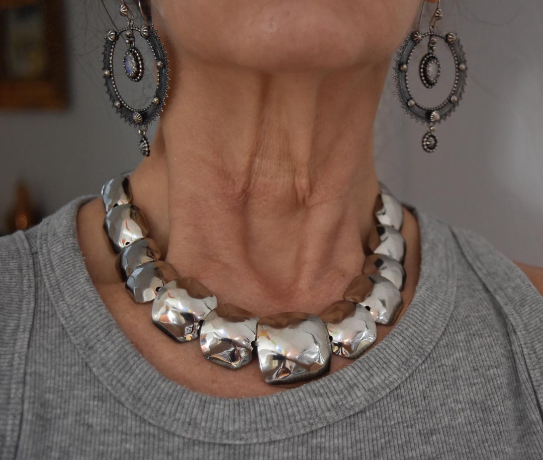 Vintage Park Lane Silver Tone Hammered Segmented Chunky Mod Necklace - Etsy