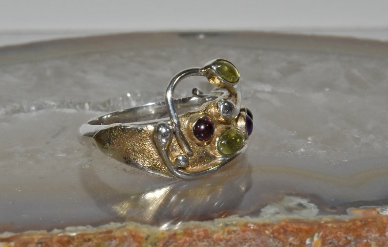 Vintage Whimsical Sterling Silver Artisan Ring Amethyst | Etsy