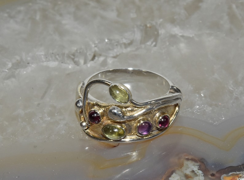 Vintage Whimsical Sterling Silver Artisan Ring Amethyst | Etsy