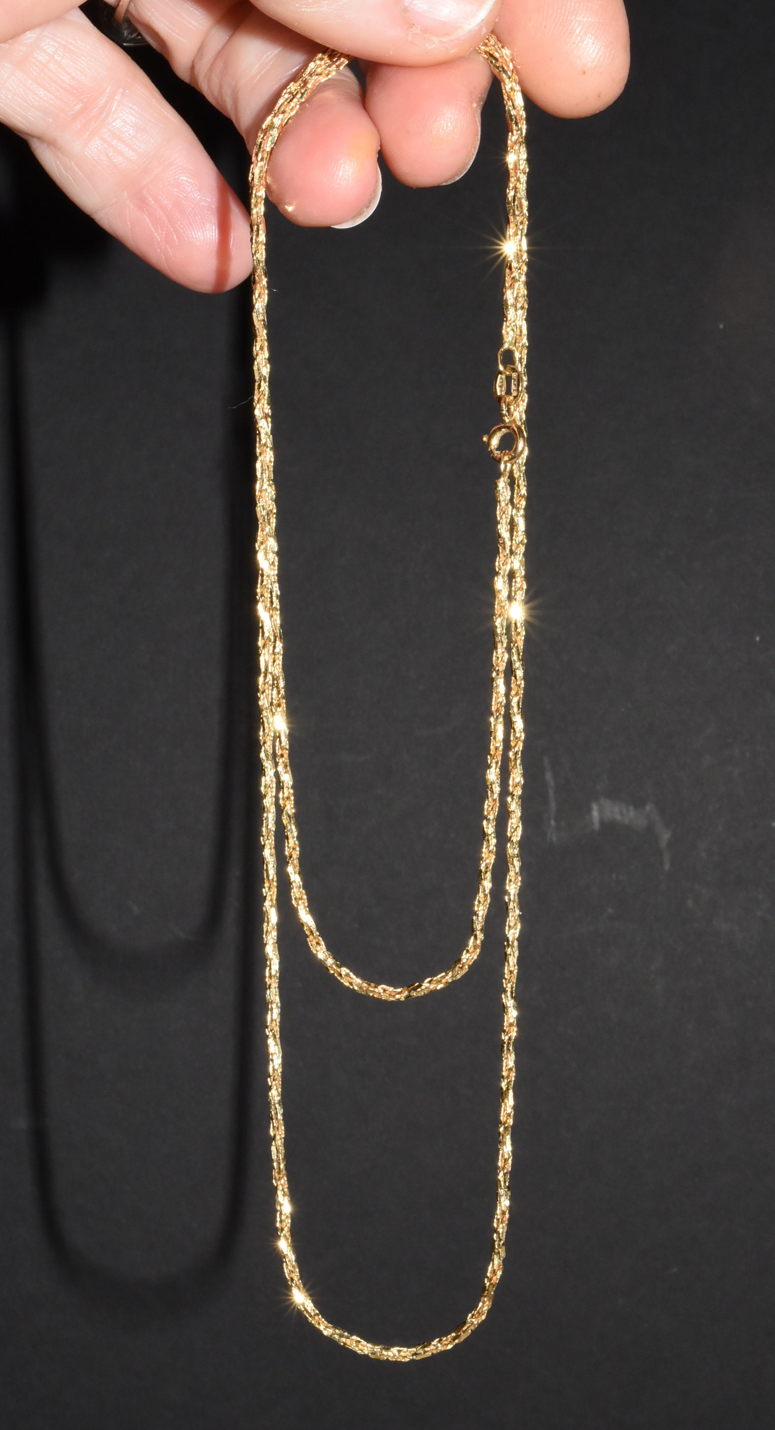 14K Yellow Gold Textured Diamond Cut Chain Necklace 6.4 Grams - Etsy