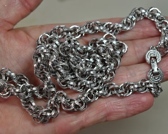 Vintage Monet Long Gold Tone Chain Necklace – Heavy Thick Statement ...