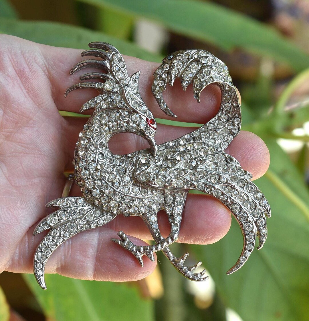 Vintage MB Marcel Boucher? Phoenix Bird Rhinestone Bird Pin Brooch ...