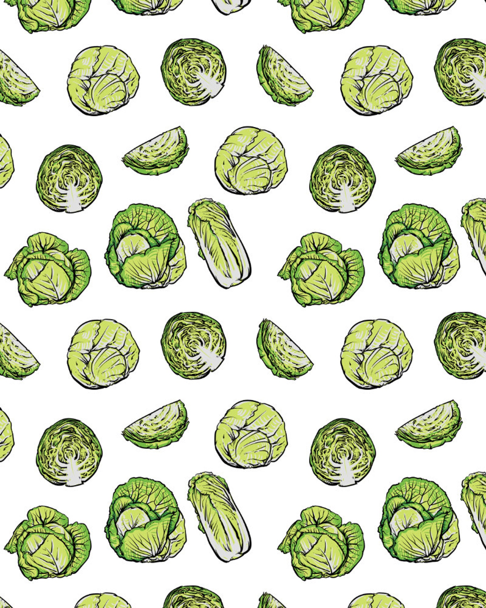 80% off Sale Cabbage Pattern Including Seamless. Cabbage Vector ...
