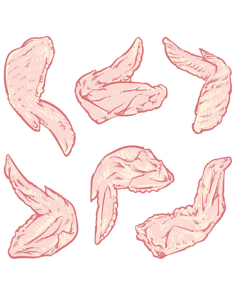 80% off Sale Chicken Wing Drawing on a White Background. Hand Drawn ...