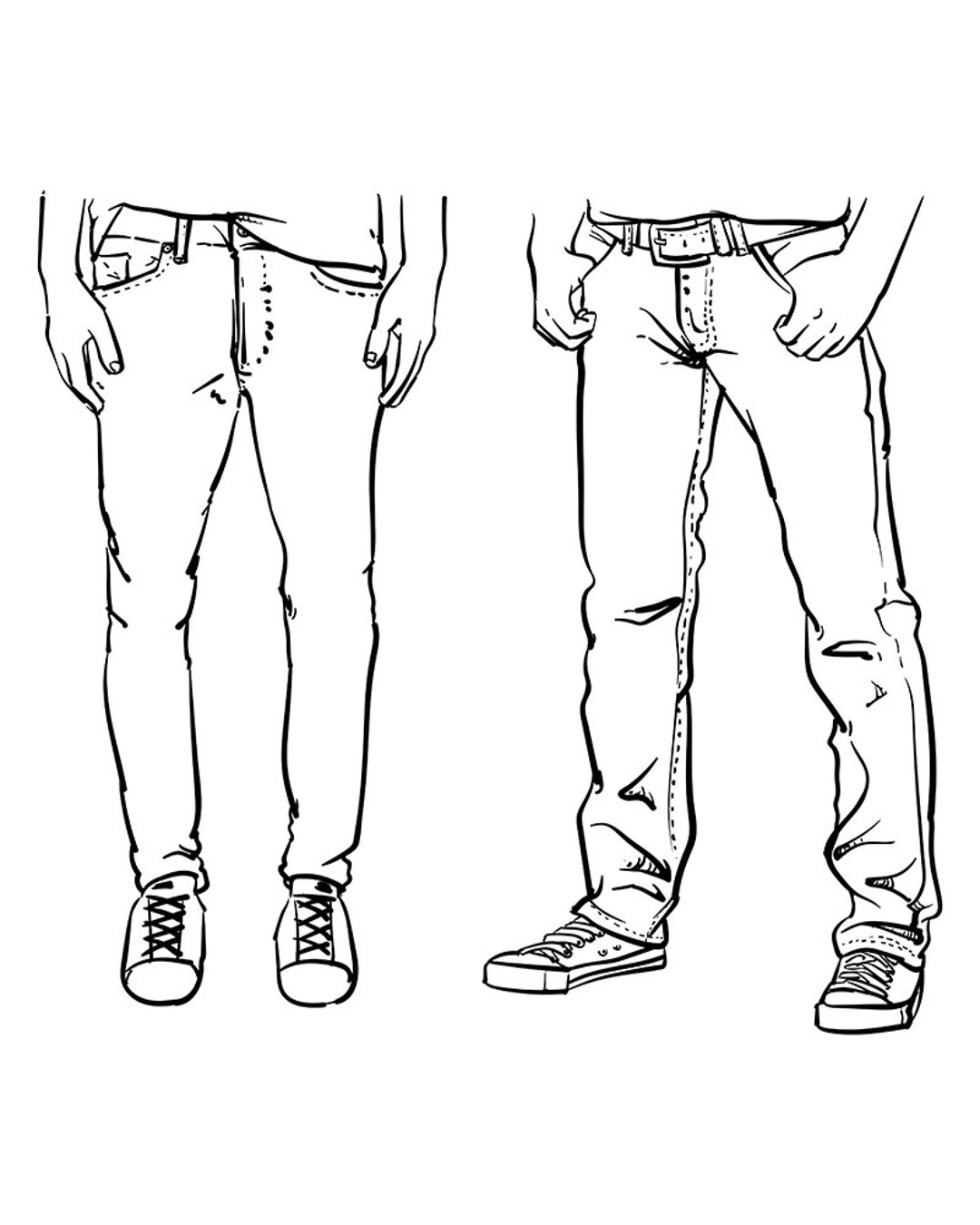 80% off Sale Hand Drawn Fashion Collection of Men's Jeans. Vector ...