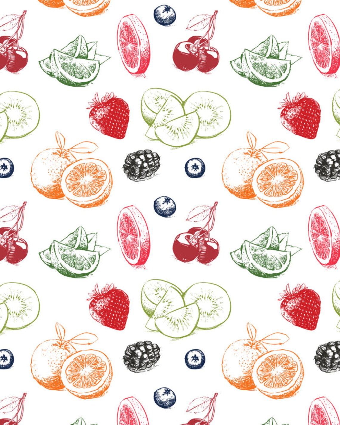 80% off Sale Hand Drawn Collection of Fruits Pattern Including Seamless ...