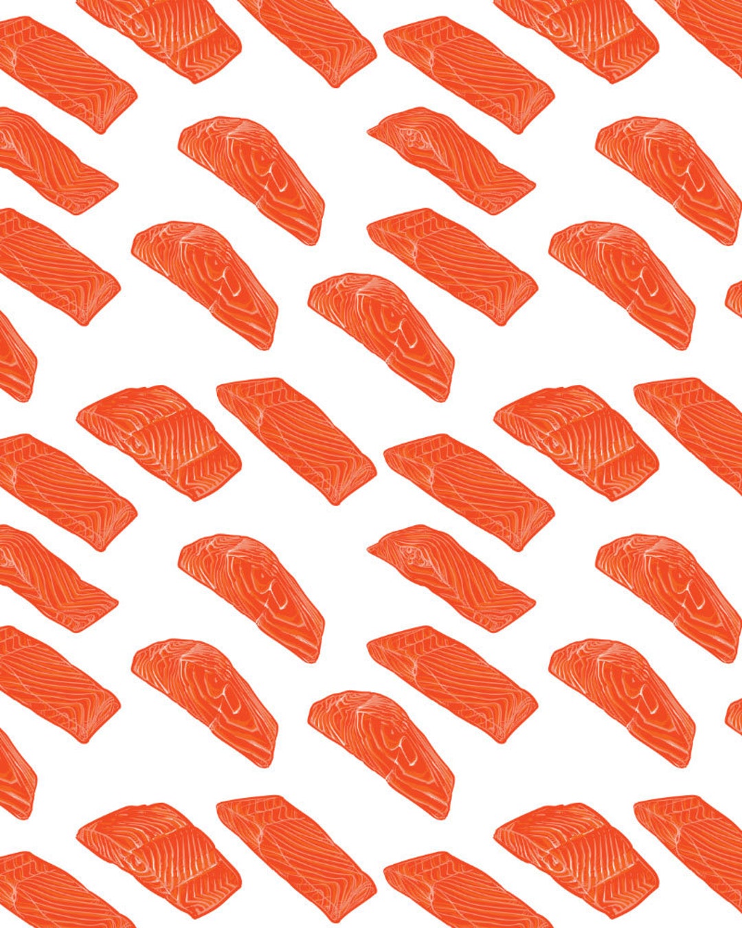 80% off Sale Salmon Slices Pattern Including Seamless on White ...